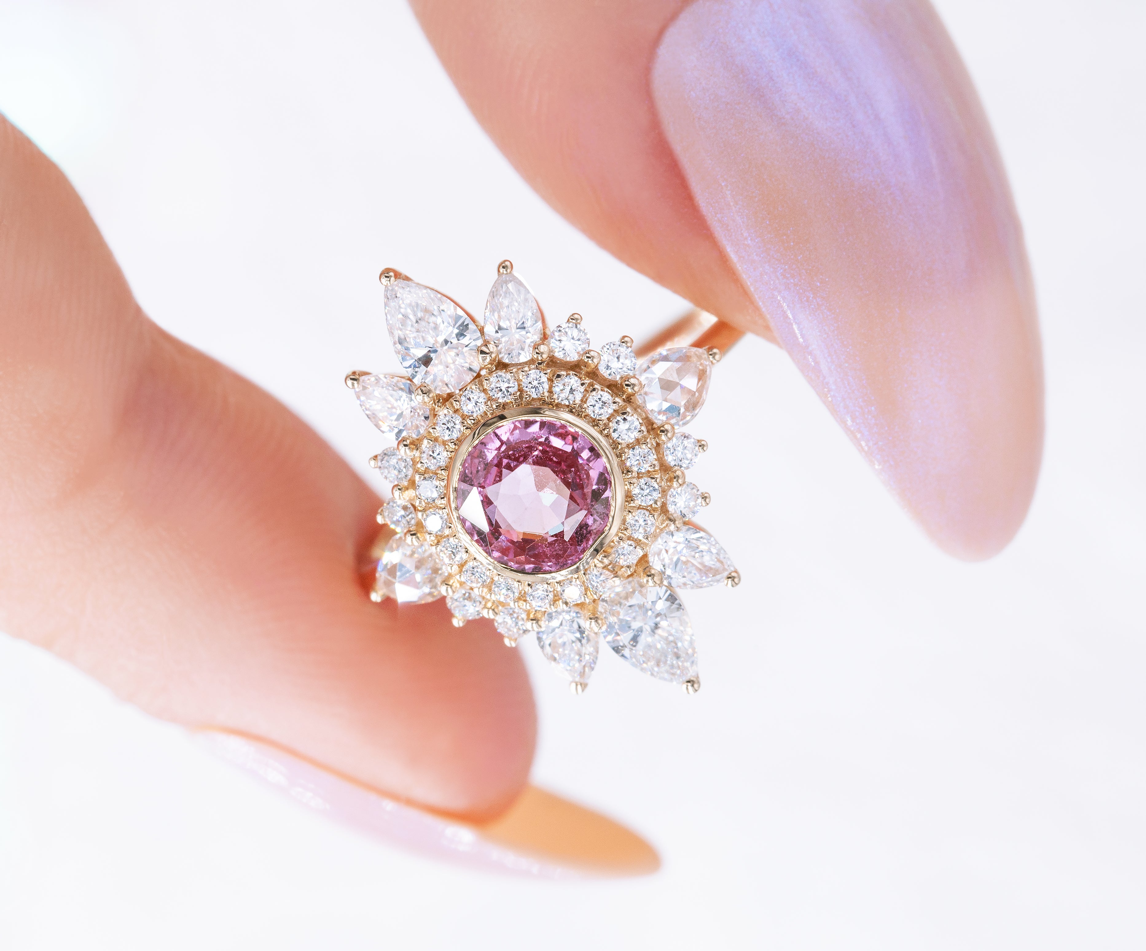 Pink Sapphire Gravity Ring – Everett